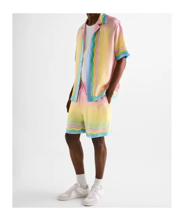 Casablanca Gradient Wave Print Drawstring Shorts