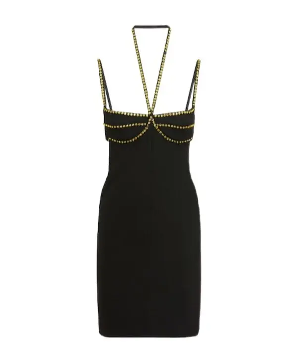 Attico Crystal Crepe Mini Dress
