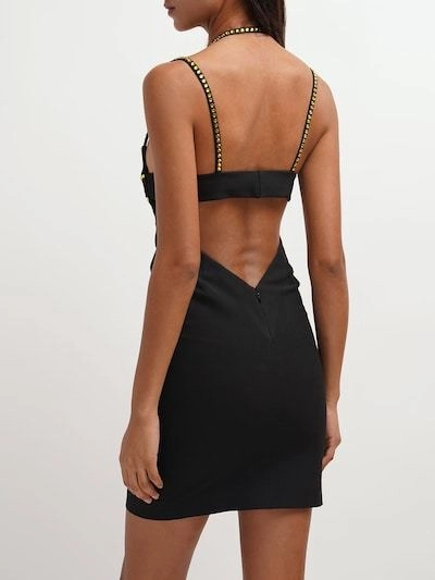Attico Crystal Crepe Mini Dress