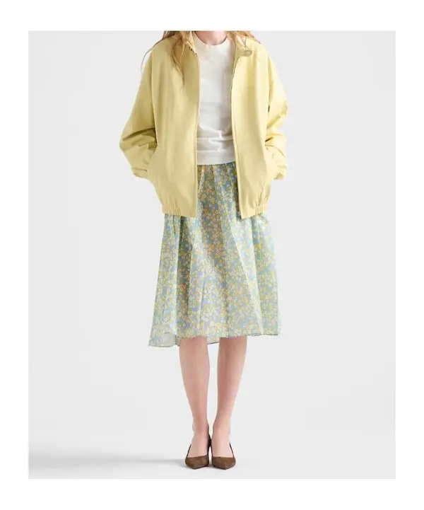 Prada Floral Print Pleated Re-nylon Skirt - Cream