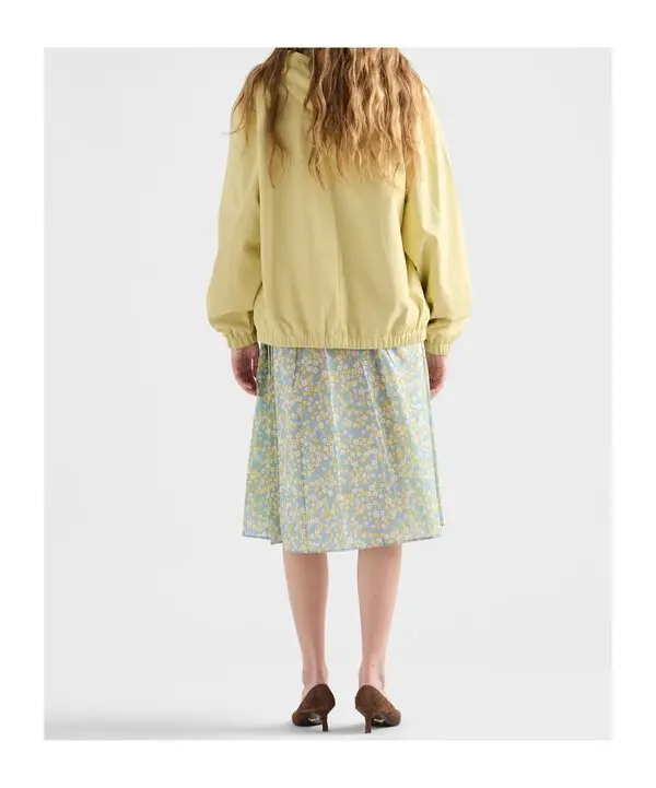 Prada Floral Print Pleated Re-nylon Skirt - Cream