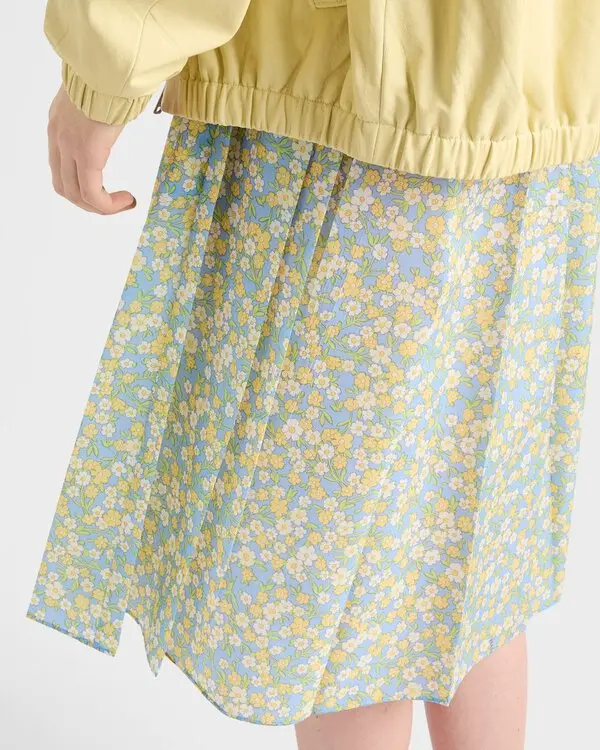 Prada Floral Print Pleated Re-nylon Skirt - Cream