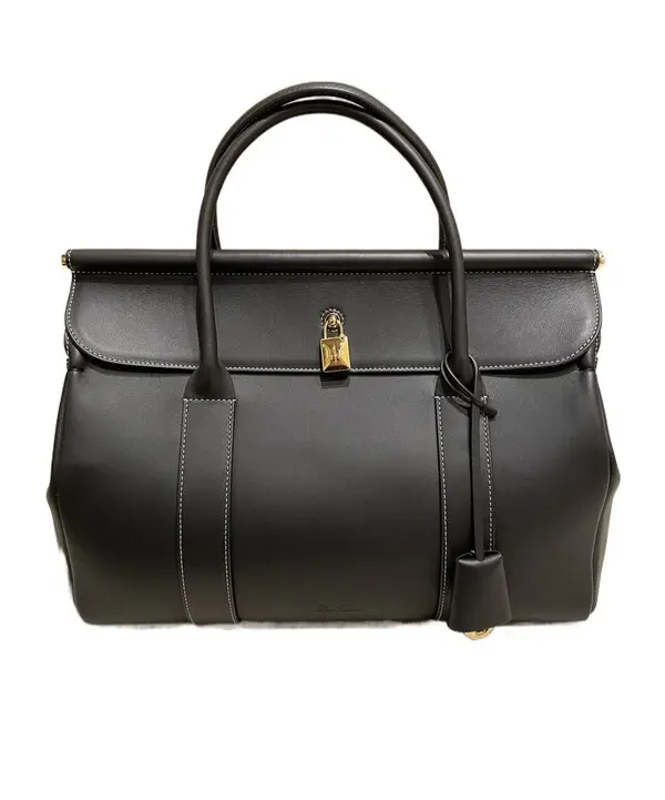 Loro Piana Stitch Detail Handbag With Lock And Pouch - Black