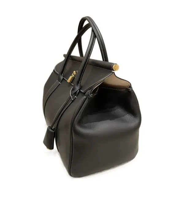 Loro Piana Stitch Detail Handbag With Lock And Pouch - Black