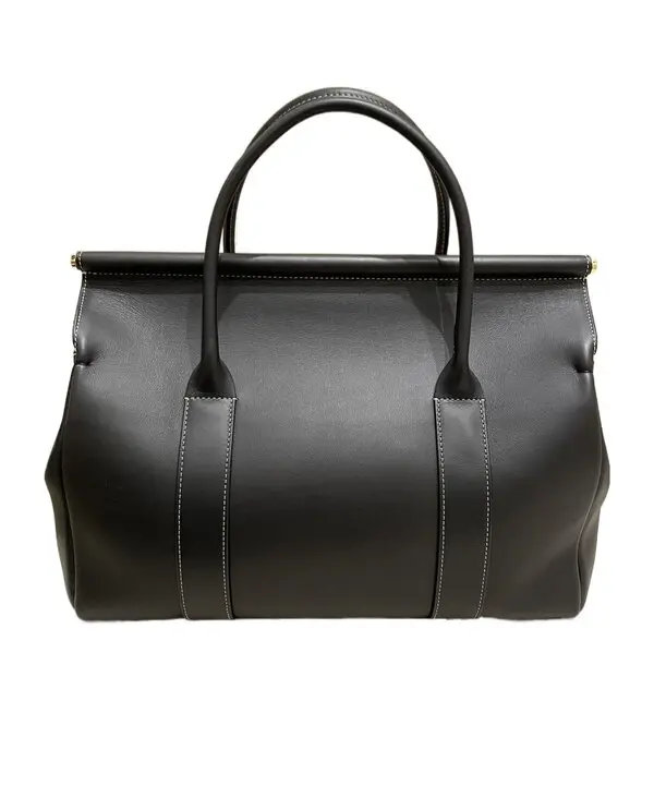 Loro Piana Stitch Detail Handbag With Lock And Pouch - Black