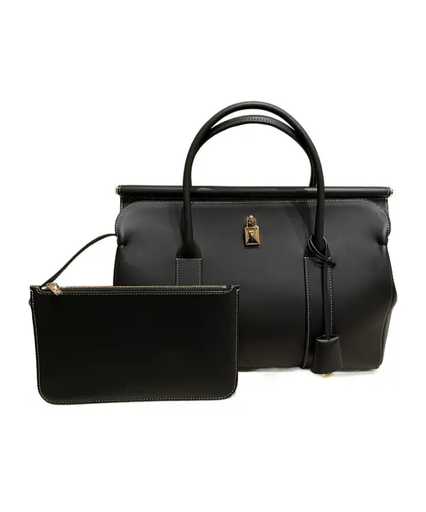 Loro Piana Stitch Detail Handbag With Lock And Pouch - Black