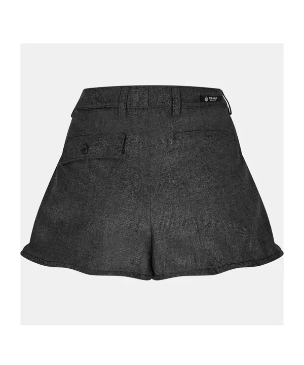 Prada Logo Patch Pleated Shorts