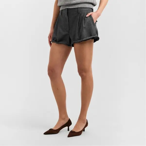 Prada Logo Patch Pleated Shorts