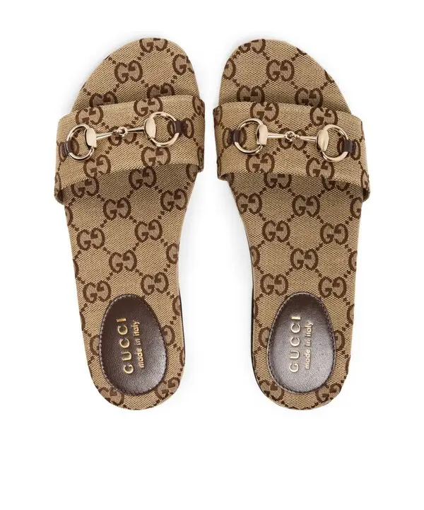Gucci Logo Flat Sandals - Brown