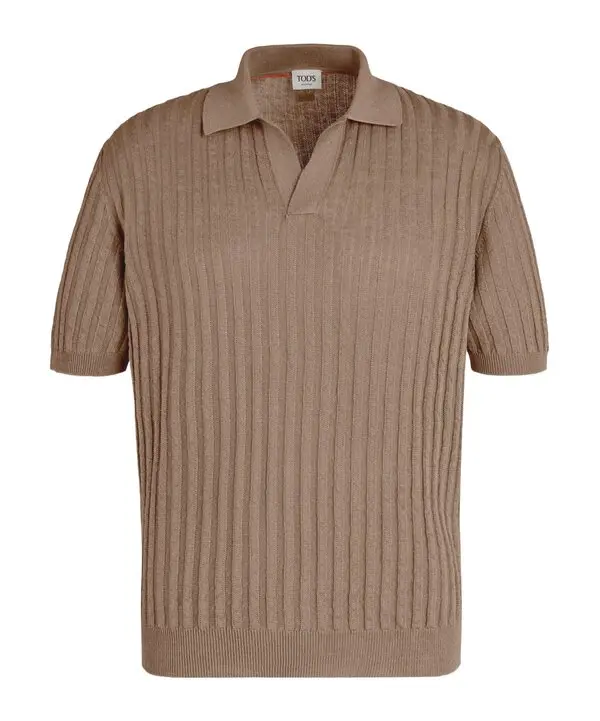 TOD'S Ribbed Short-sleeve Polo Shirt