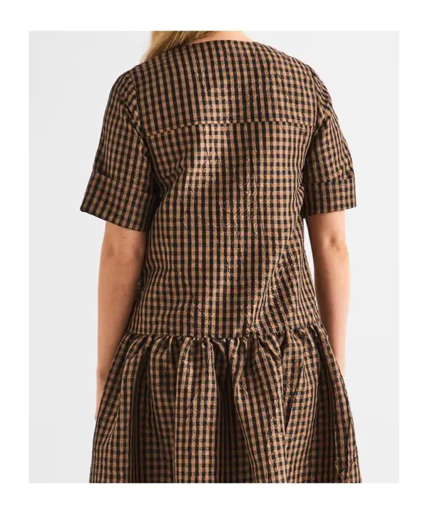 GANNI Plaid Short-sleeved Dress