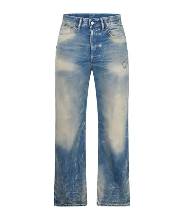 Acne Studios Wide Leg Jeans With Logo Patch