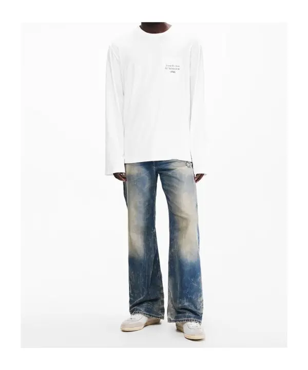Acne Studios Wide Leg Jeans With Logo Patch