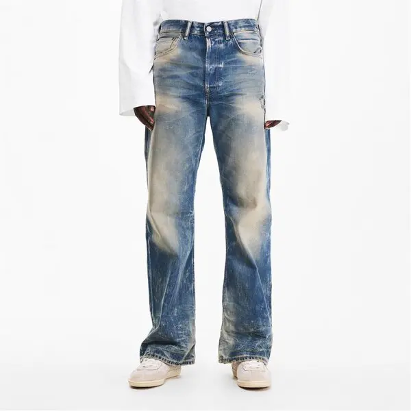 Acne Studios Wide Leg Jeans With Logo Patch