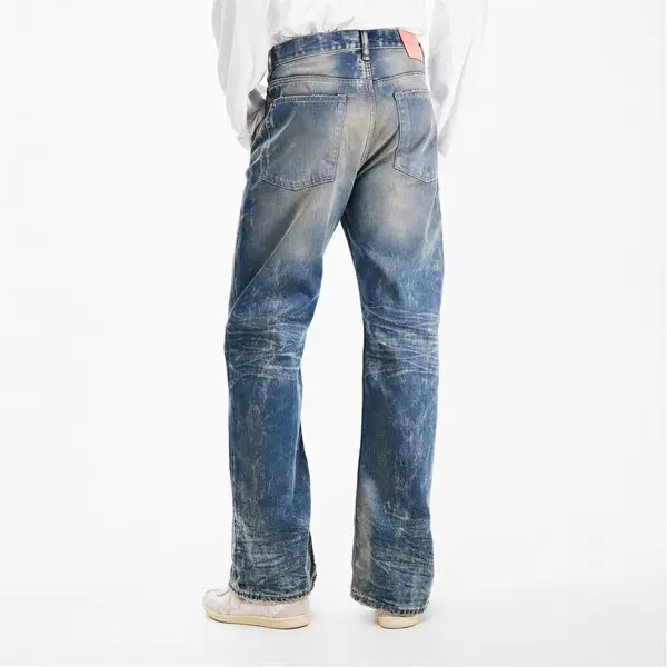 Acne Studios Wide Leg Jeans With Logo Patch
