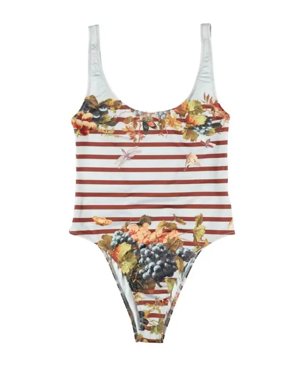 JEAN PAUL GAULTIER Striped Floral One-piece Swimsuit - White