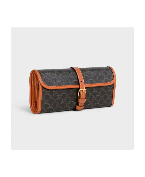 Celine Domino Case In Triomphe Canvas And Lambskin