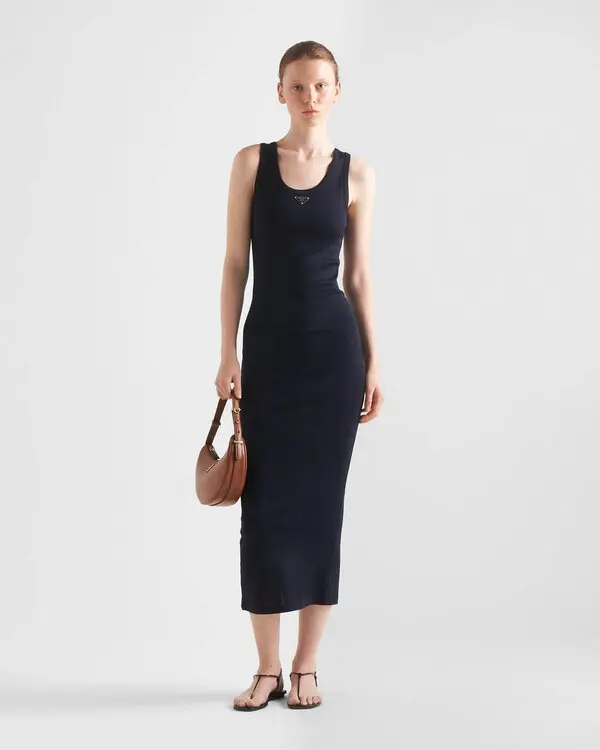 Prada Ribbed Knit Cotton Dress