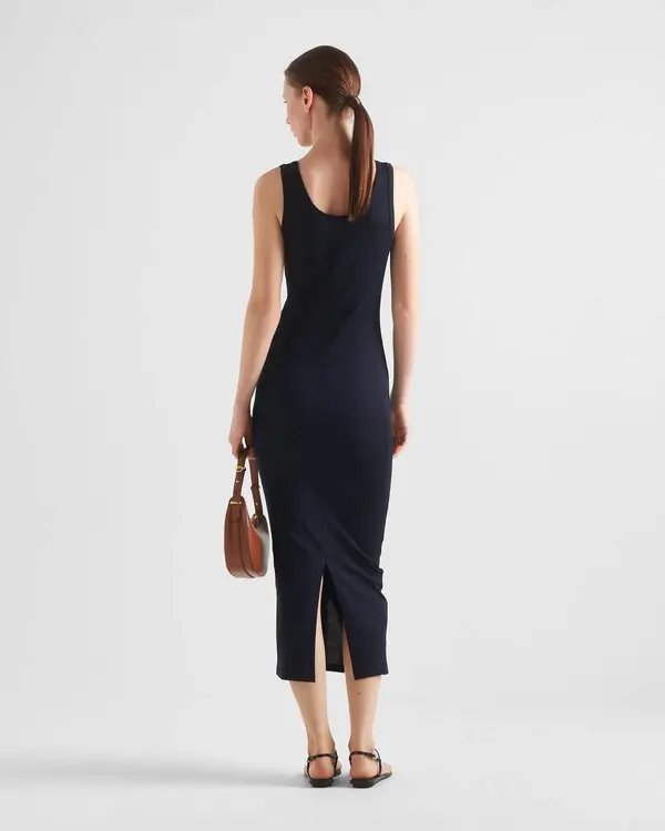 Prada Ribbed Knit Cotton Dress