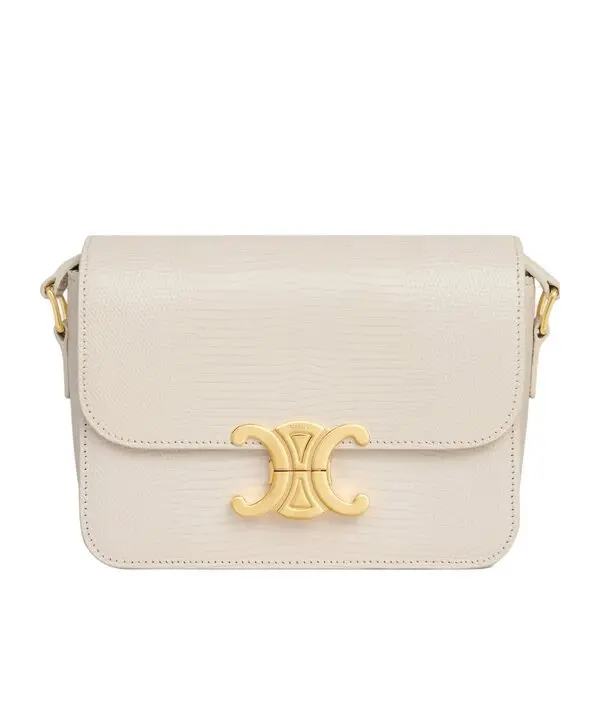 Celine Teen Triomphe Bag In Lizard - Beige