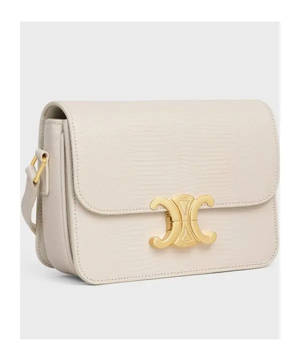 Celine Teen Triomphe Bag In Lizard - Beige