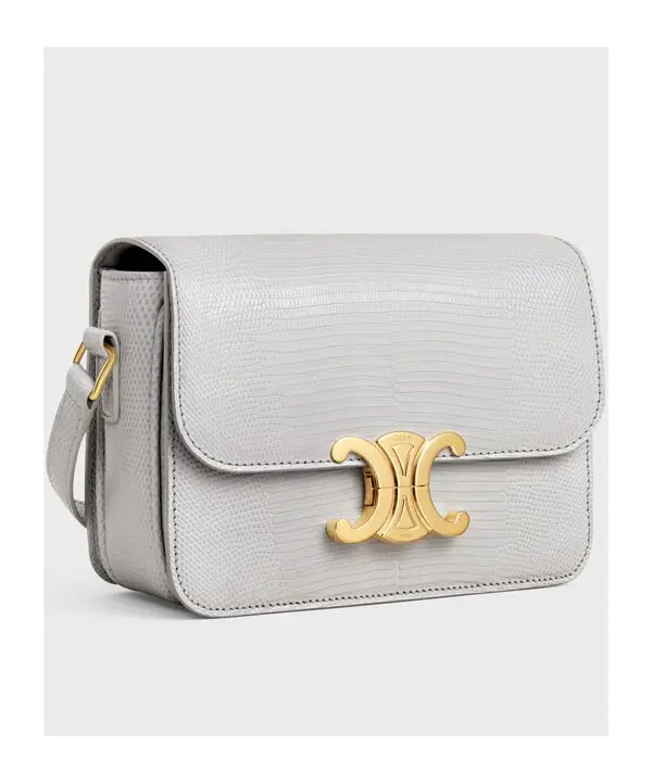 Celine Teen Triomphe Bag In Lizard - Cloud Gray