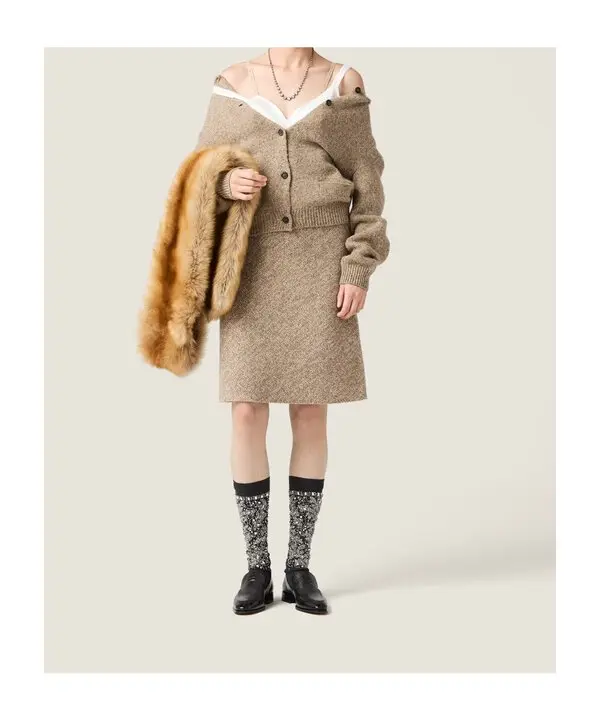 Miu Miu Wool Knit Skirt - Rope Ash