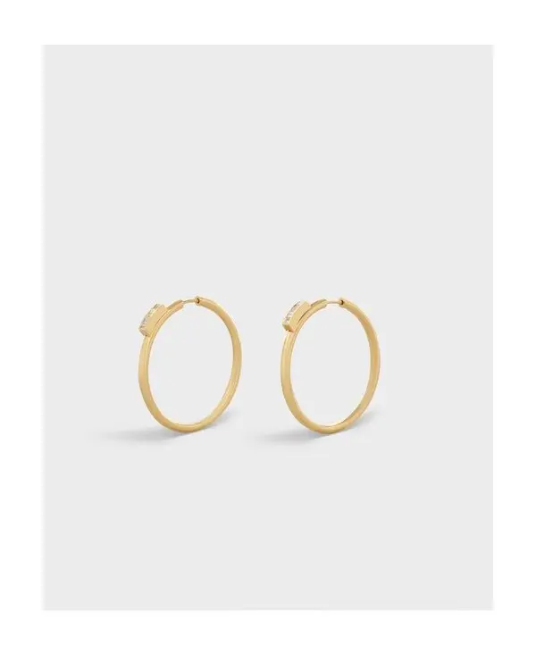 Celine Systeme Large Hoop Earrings With Diamonds In Gold