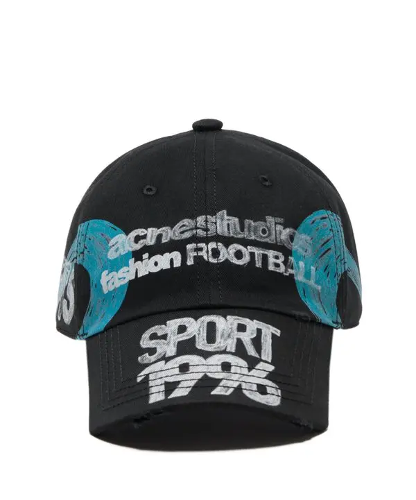 Acne Studios Distressed Logo Cap - Black