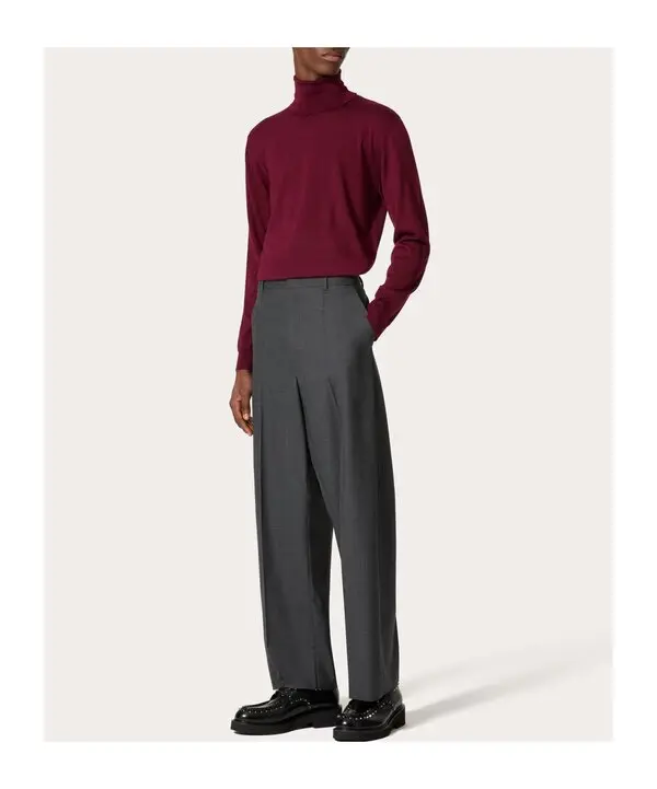 Valentino Garavani High-neck Wool Jumper With Vlogo Signature Embroidery