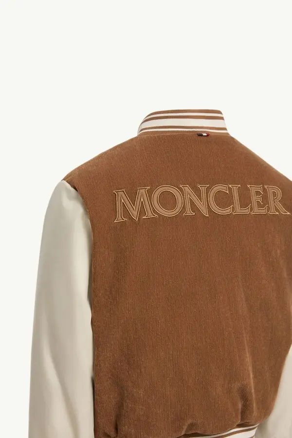 Moncler Corduroy Bomber Jacket With Contrasting Sleeves