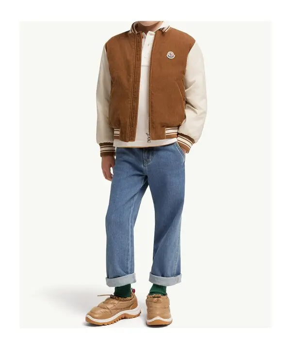 Moncler Corduroy Bomber Jacket With Contrasting Sleeves