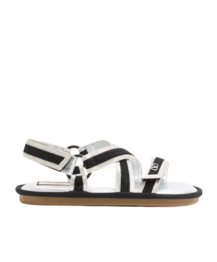 Valentino Garavani Lake Powell Sandal With Crochet Embroidery - Black/silver