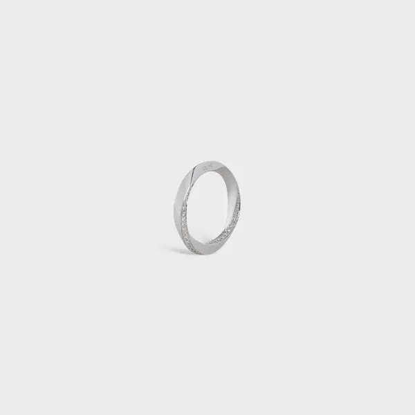 Celine Torsion Ring In White Gold And Diamonds