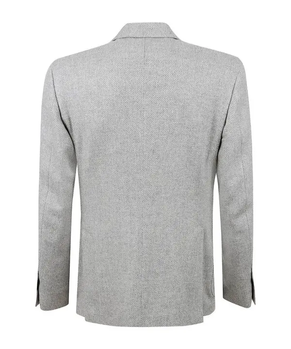LARDINI Herringbone Single-breasted Blazer - Grey