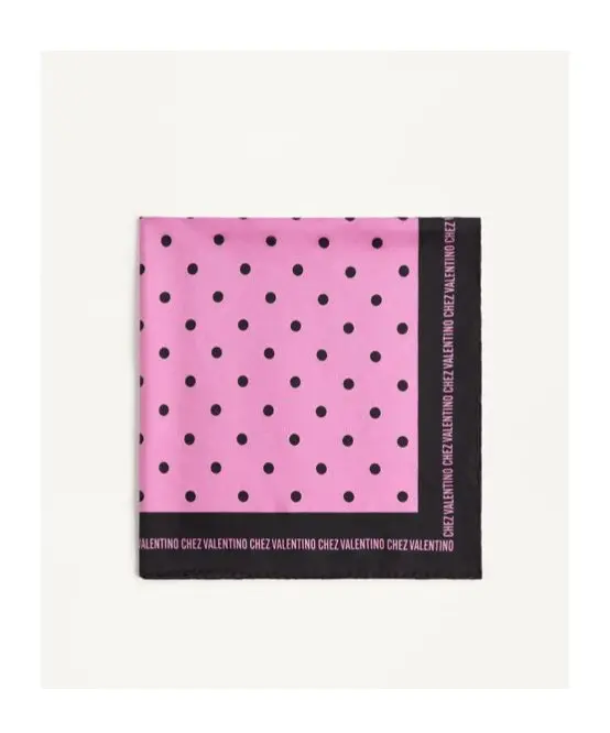 Valentino Garavani Chez Polka Dot Printed Scarf - Black/fuchsia