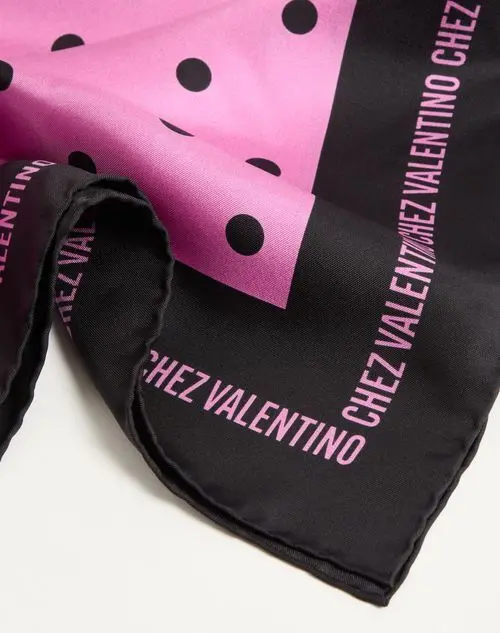 Valentino Garavani Chez Polka Dot Printed Scarf - Black/fuchsia