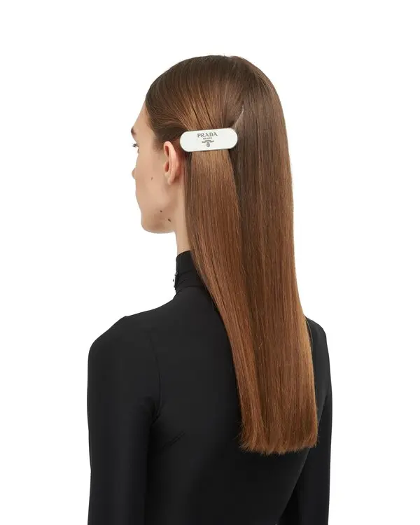 Prada Metal Hair Clip - White
