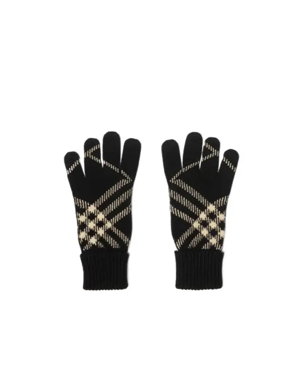 Burberry Checked Ribbed-knit Gloves