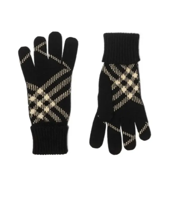 Burberry Checked Ribbed-knit Gloves