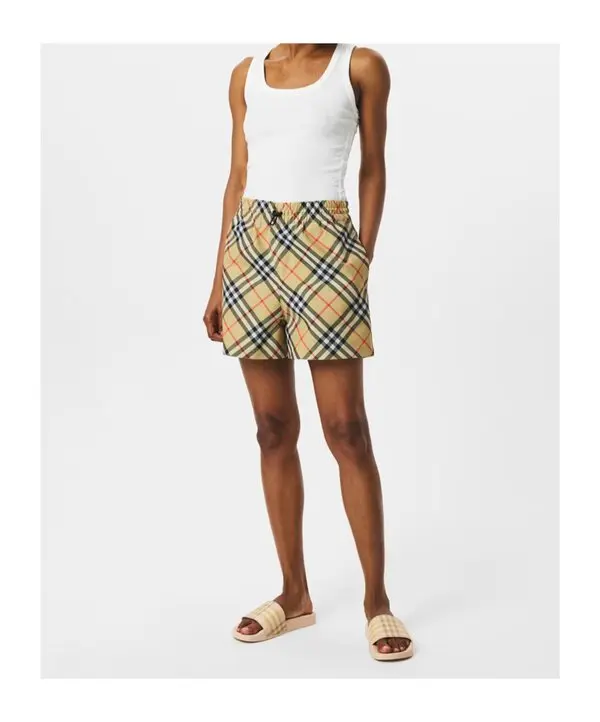 Burberry Checked Slip-on Slides - Nude