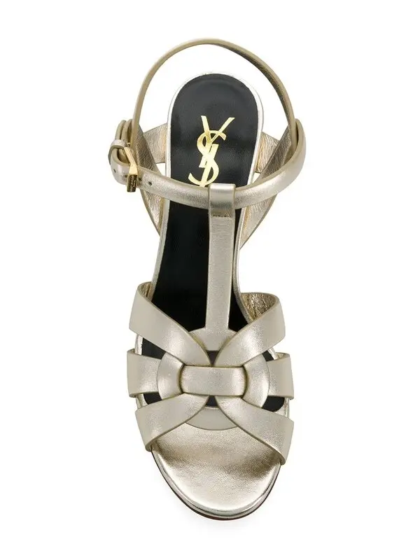 Saint Laurent Tribute Metallic Leather High-heeled Sandals - White