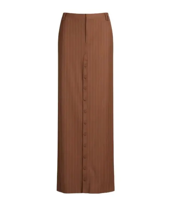 JEAN PAUL GAULTIER Striped Maxi Skirt - Brown