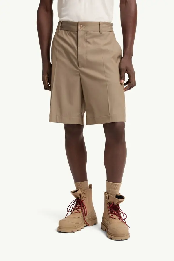 Moncler Wool Blend Gabardine Bermuda Shorts