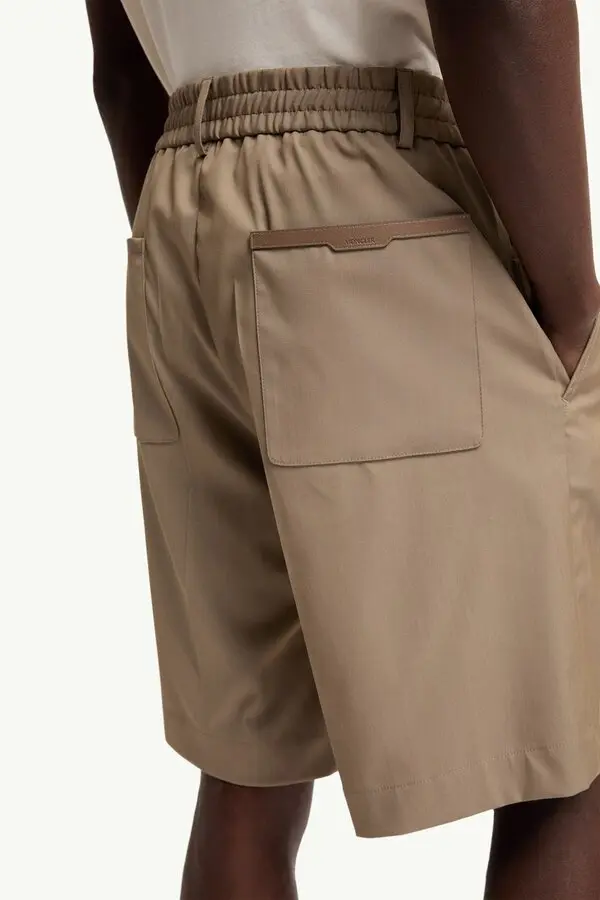 Moncler Wool Blend Gabardine Bermuda Shorts