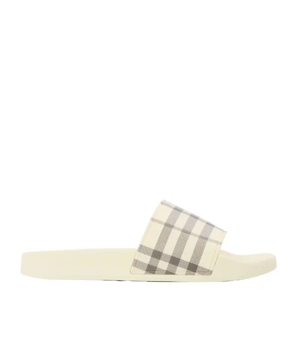 Burberry Checked Flat Slides - Pink