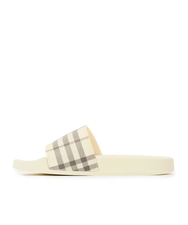 Burberry Checked Flat Slides - Pink