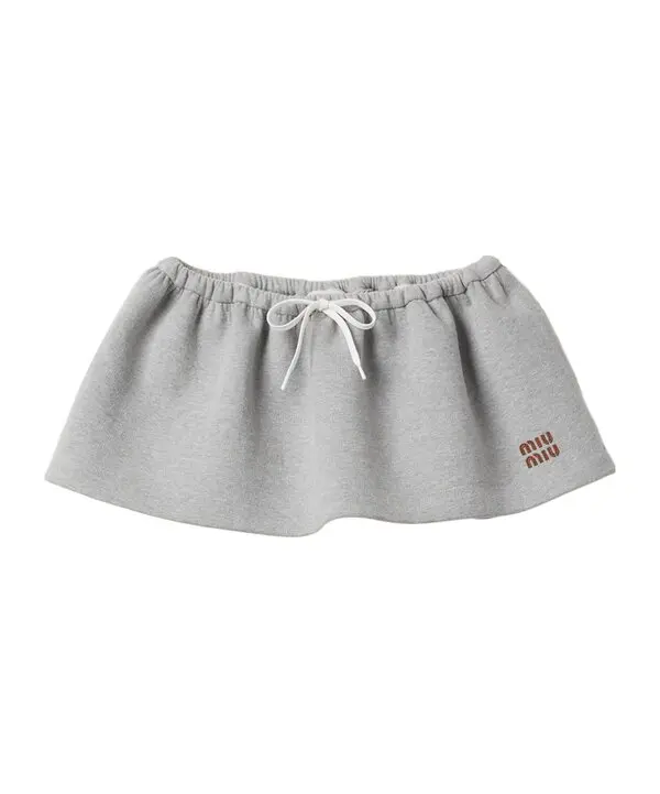 Miu Miu Embroidered Logo Drawstring Mini Skirt