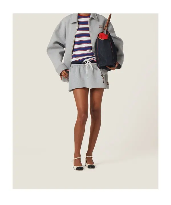 Miu Miu Embroidered Logo Drawstring Mini Skirt