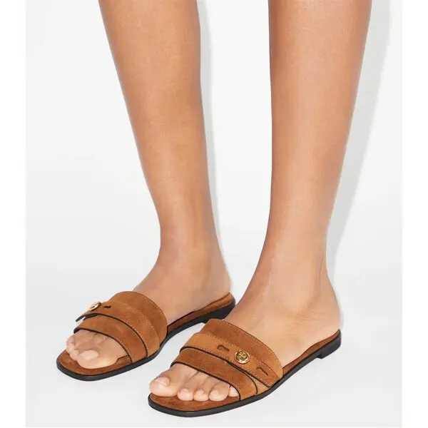 Tory Burch Open Toe Logo Detail Slides
